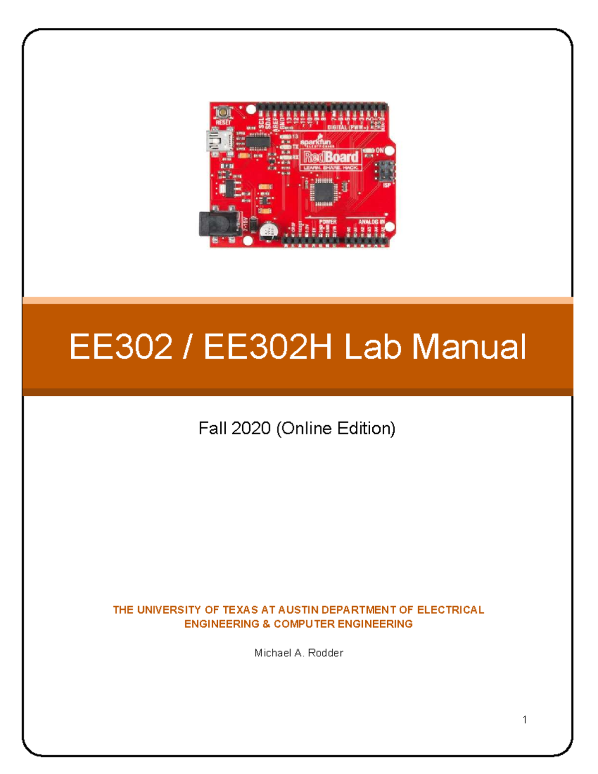 EE 302-302H Lab Manual Fall 2020 Rodder (online) v2 Draft - Warning: TT ...