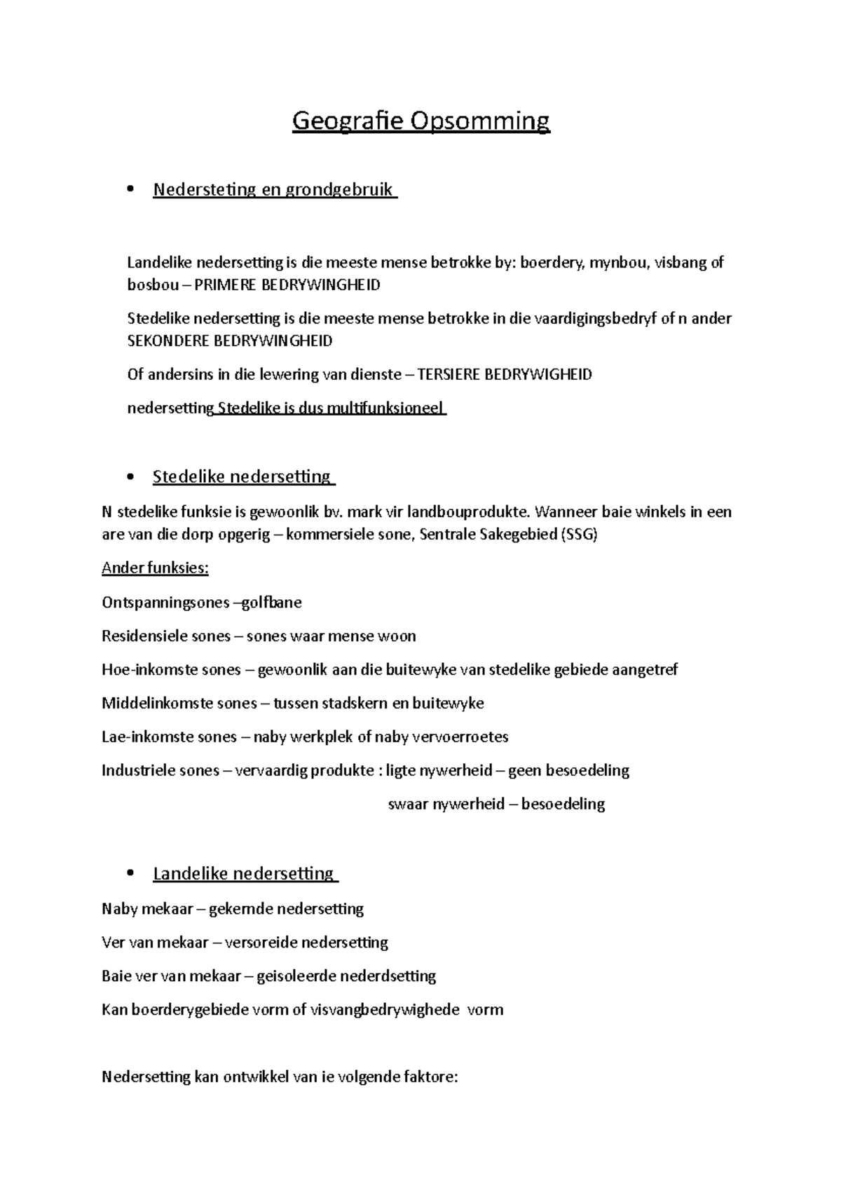 Geskiedenis Opsomming - Geografie Opsomming Nedersteting en ...