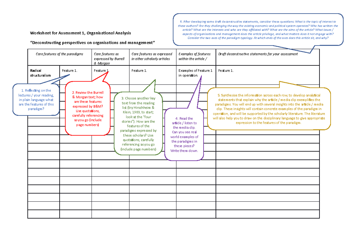 Worksheet for Assessment 1 - Organisational Analysis - RS - Worksheet ...