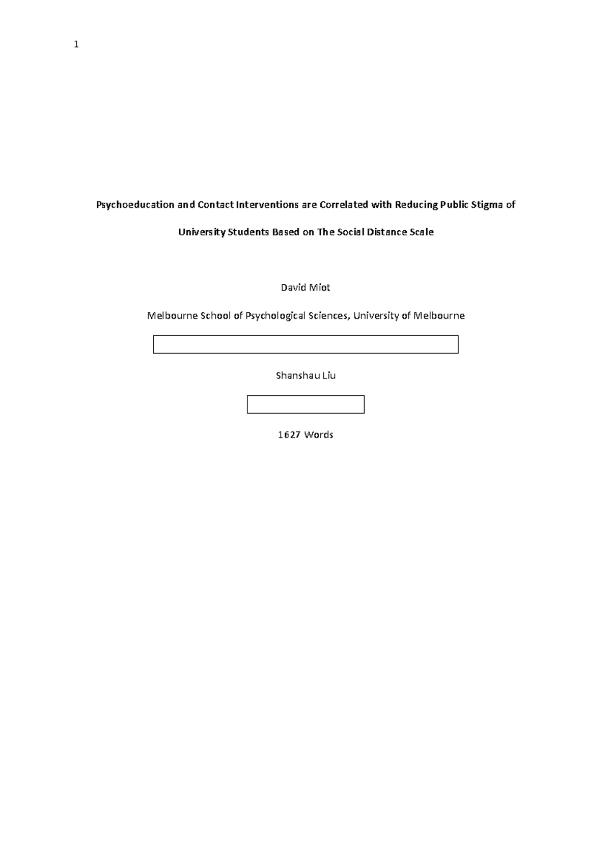 Essay - Psychoeducation and Contact Interventions are Correlated with ...