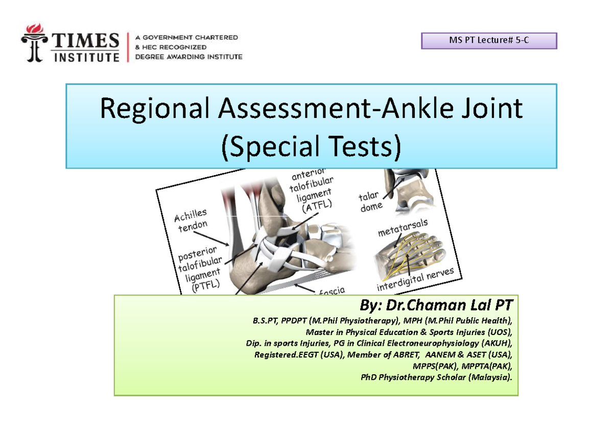 Regional Assessment - Ankle Joint By Dr Chaman Lal PT - Regional ...