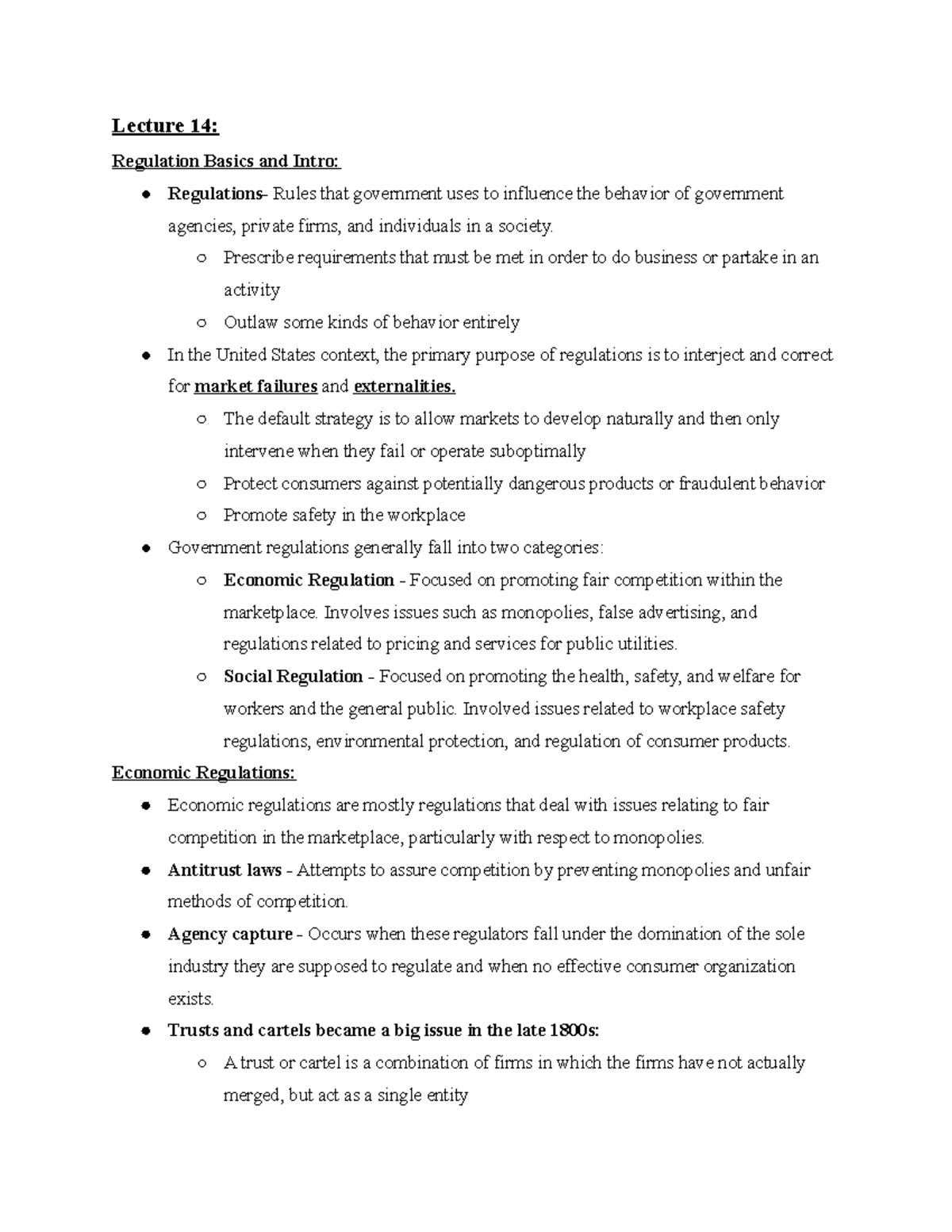 SPEA-V 185 Lecture 14 - Lecture 14: Regulation Basics and Intro ...