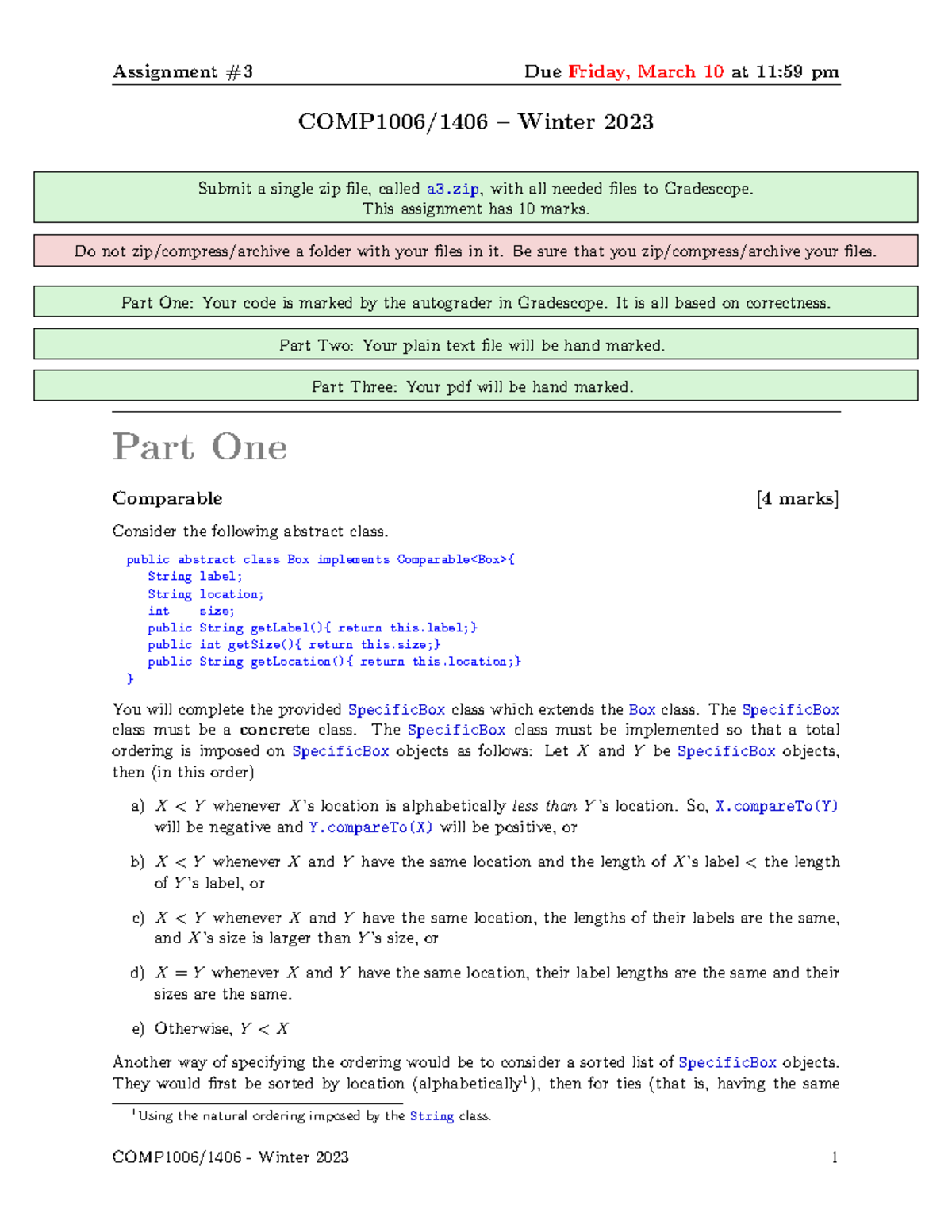 Assignment 3 [specification] - COMP1006/1406 – Winter 2023 Submit a ...