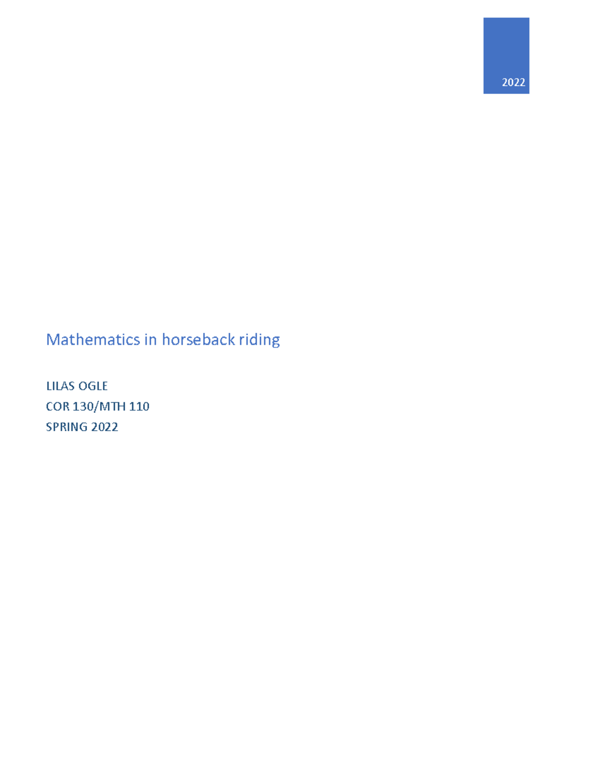 Mathmatics In horseback Riding, Lilas Ogle - 2022 Mathematics in ...