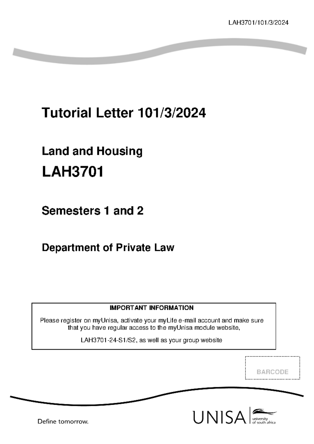Tutorial letter 101 2024 3 b - LAH3701/101/3/ 2024 Tutorial Letter 101 ...