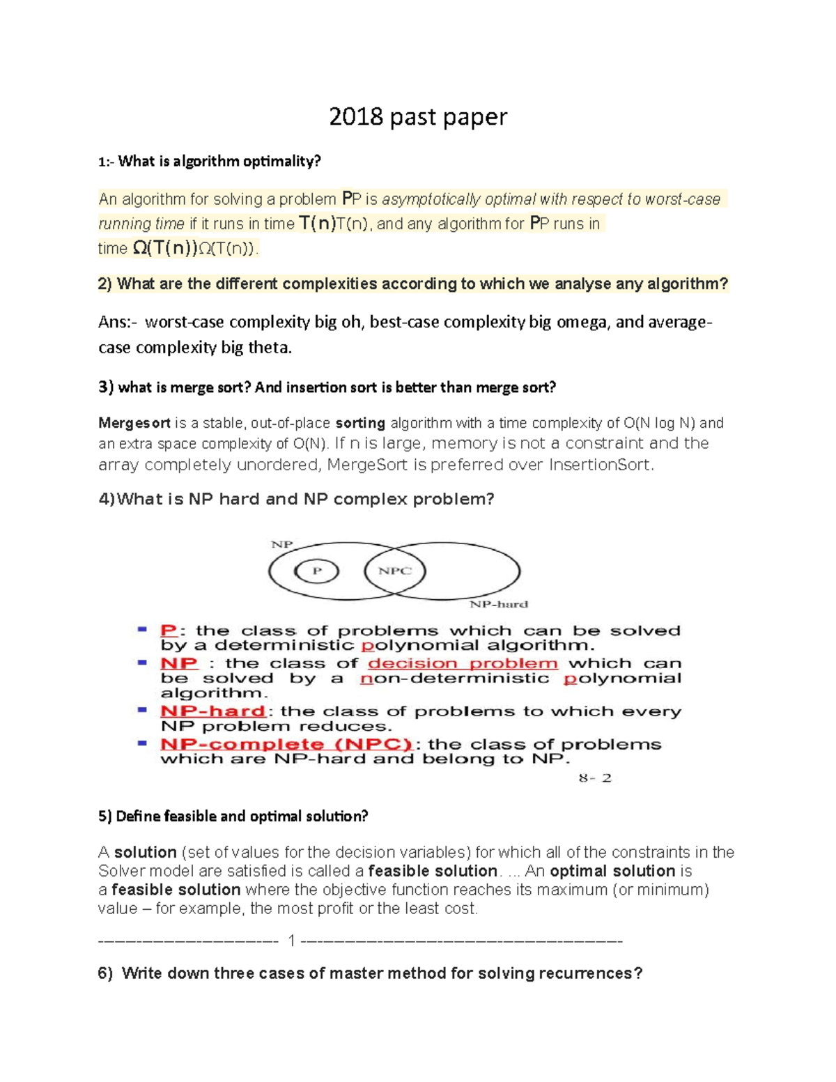 Aoa paper 2018 lecture note for students - 2018 past paper 1:- What is ...