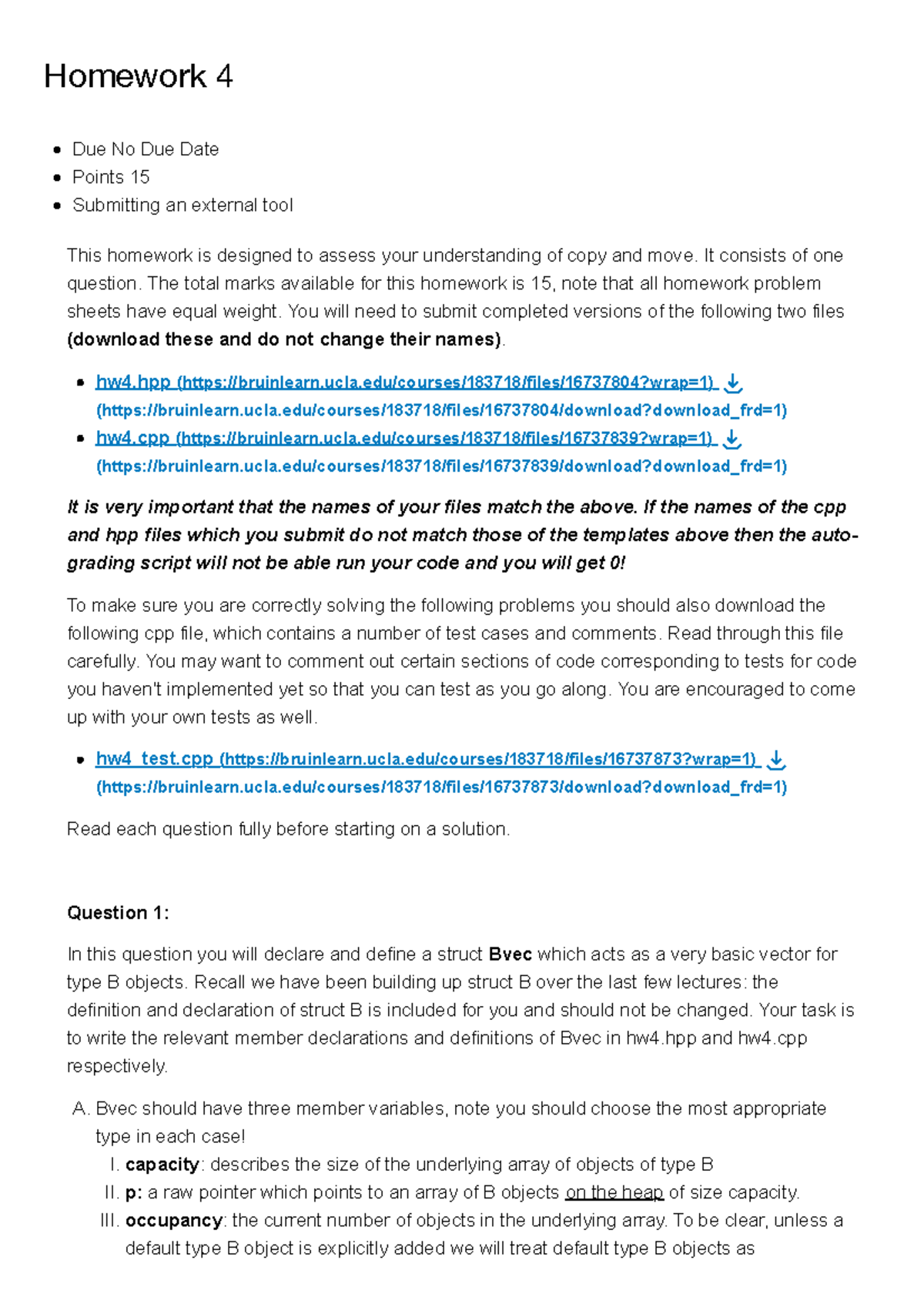 Homework 4 - PIC10B - Homework 4 Due No Due Date Points 15 Submitting an external tool This ...