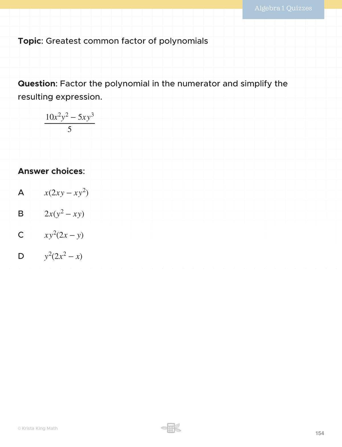 02 Greatest common factor of polynomials - Topic: Greatest common ...