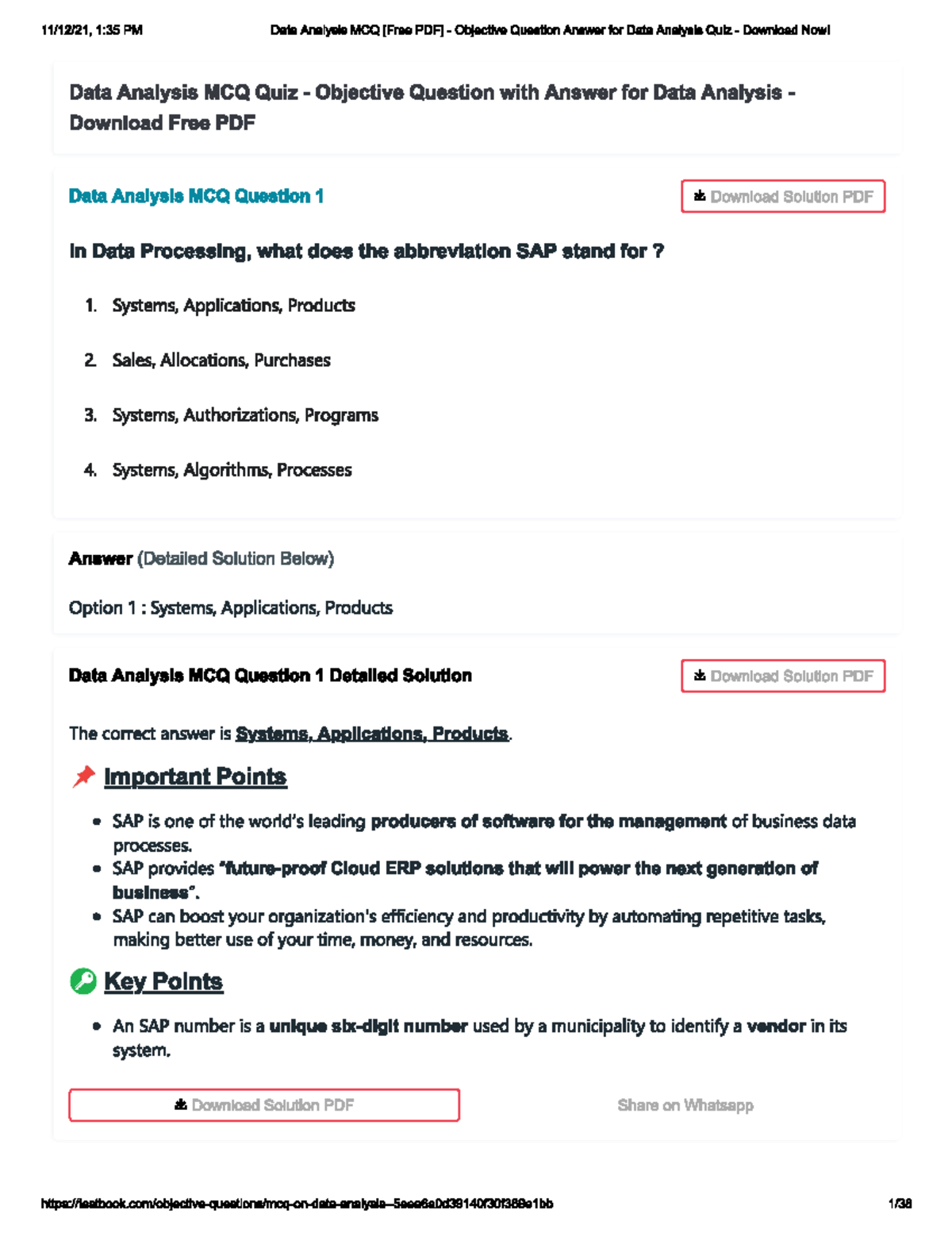 MCQs dumps 8 - Business Analytics MCQs - Prescriptive Analytics - Studocu