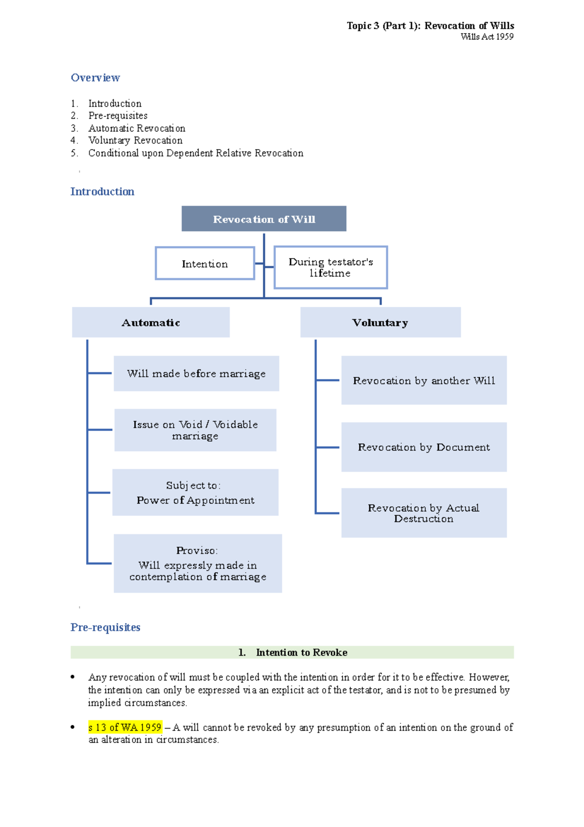 Topic 3 (Part 1) - Revocation of Will - Wills Act 1959 Overview ...