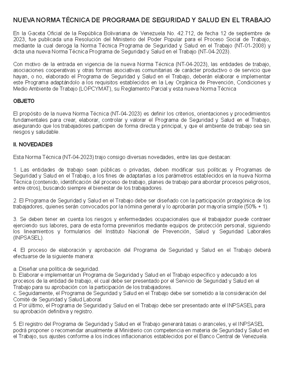Diferencias NT-04 Nueva Norma Técnica DE Programa DE Seguridad Y Salud EN EL Trabajo - NUEVA ...