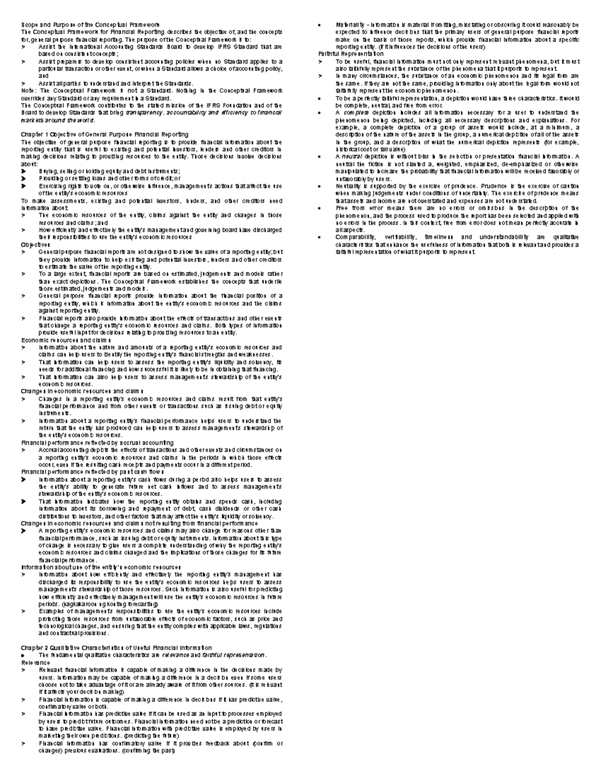 Scope and Purpose of the Conceptual Framework, Chapter 1-2 - Scope and ...