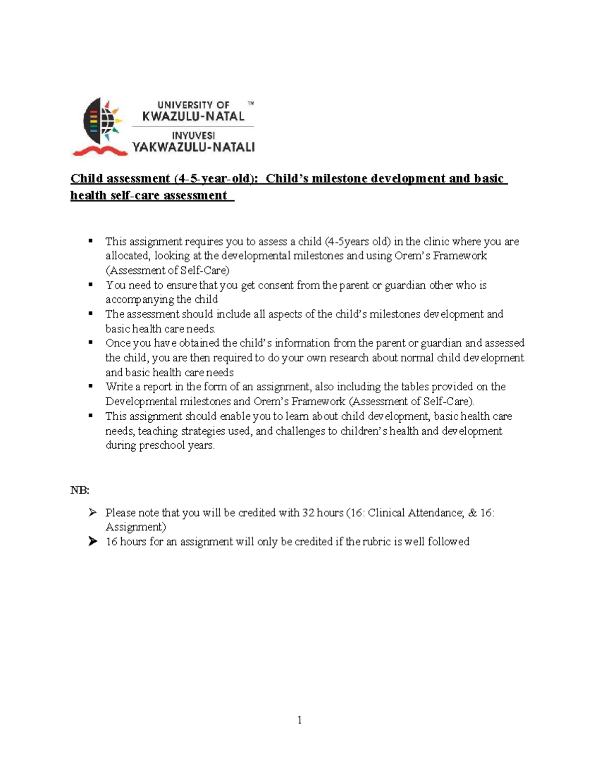 Child Assessment Assignment 2023 - Child assessment (4-5-year-old ...