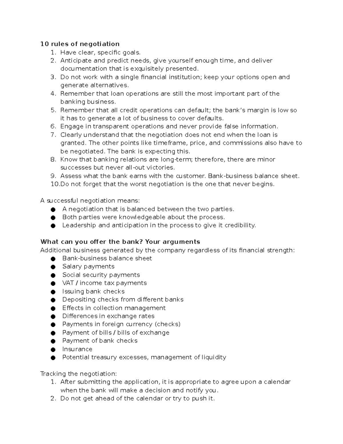 10 rules of negotiating - 10 rules of negotiation 1. Have clear ...