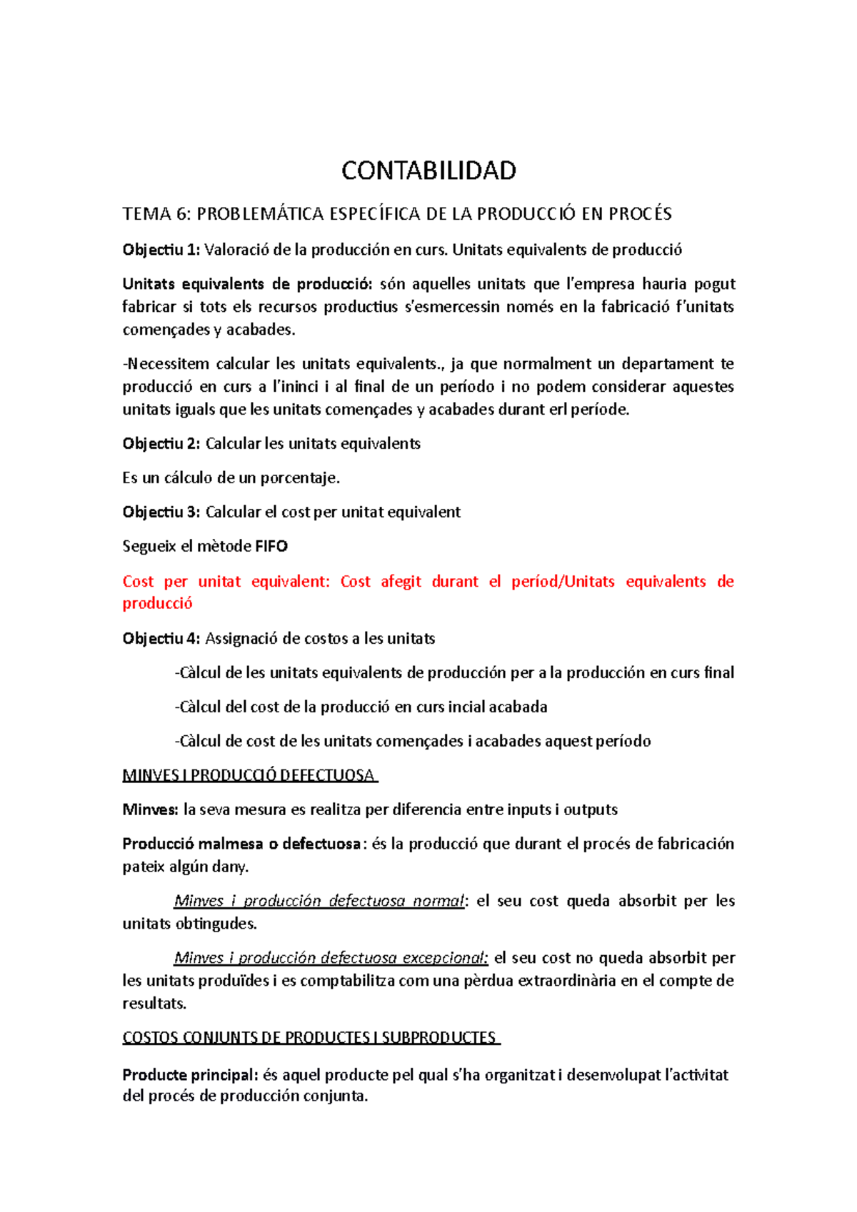 RESUMEN TEMA 6 PROBLEMATICAS ESPECÍFICAS DEL CÁLCULO DE COSTES ...