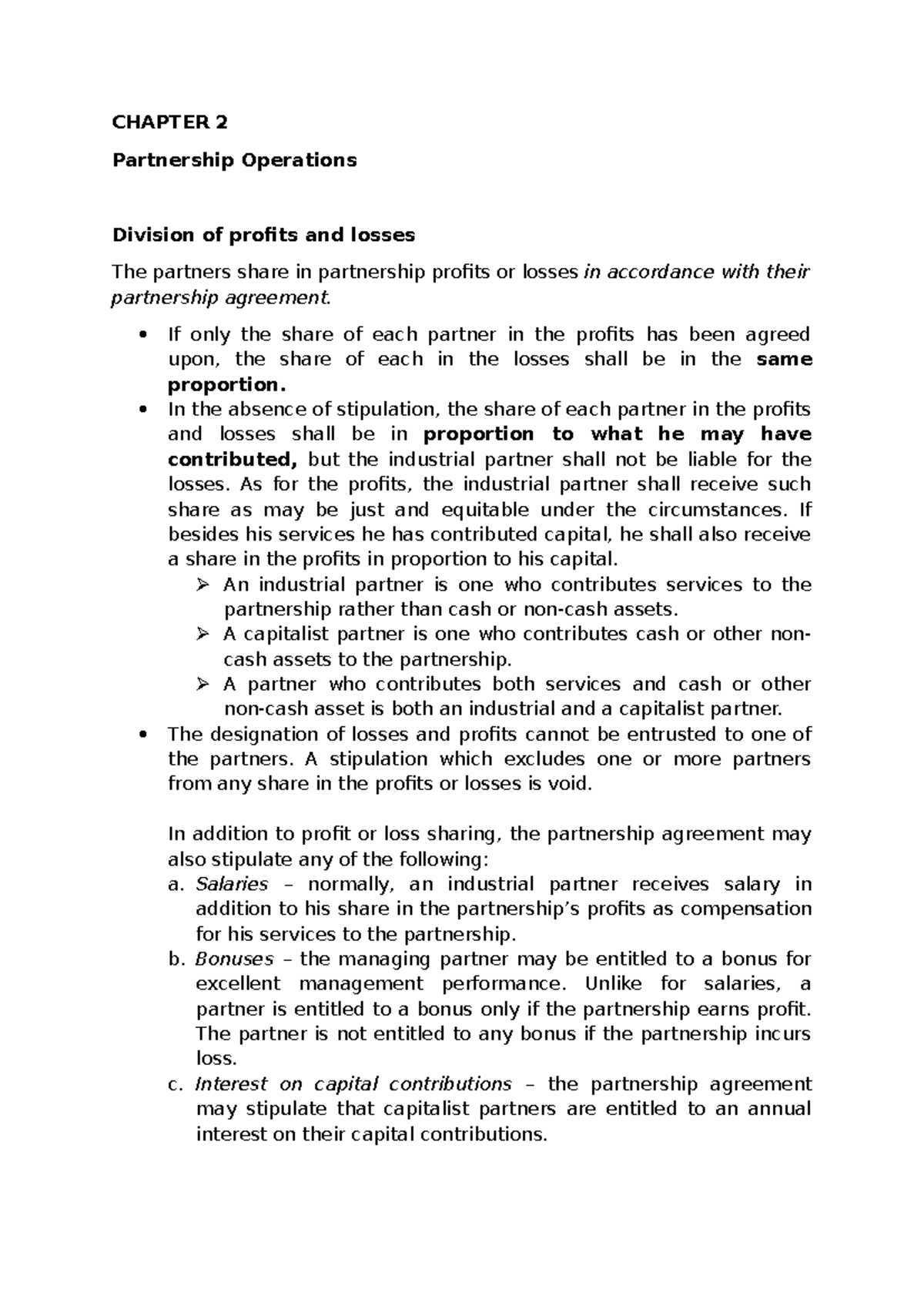 Partnership-Operations - CHAPTER 2 Partnership Operations Division of ...