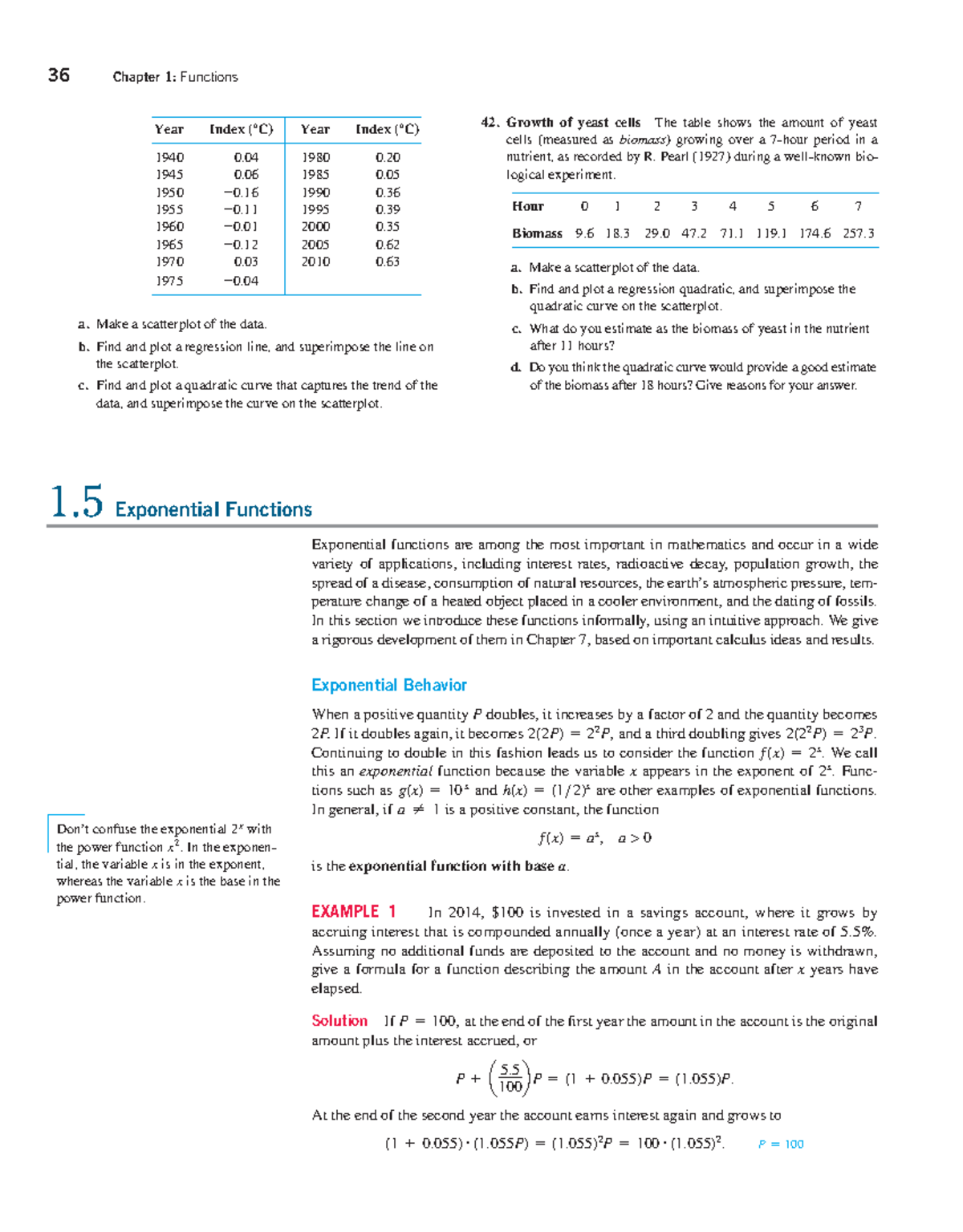 CH 1-5 Exponential Functions - 36 Chapter 1: Functions a. Make a ...