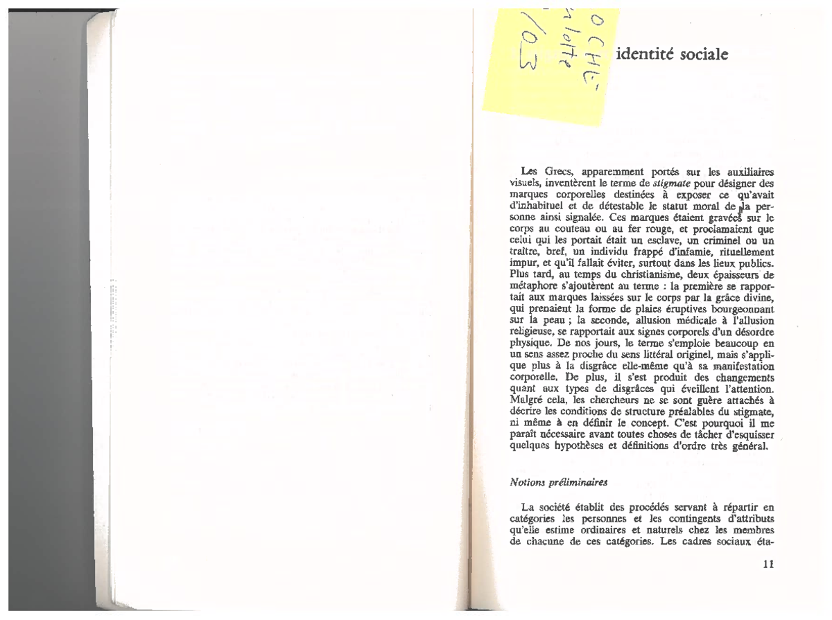 S2 - Goffman - Identité sociale - Perspectives en sciences sociales ...