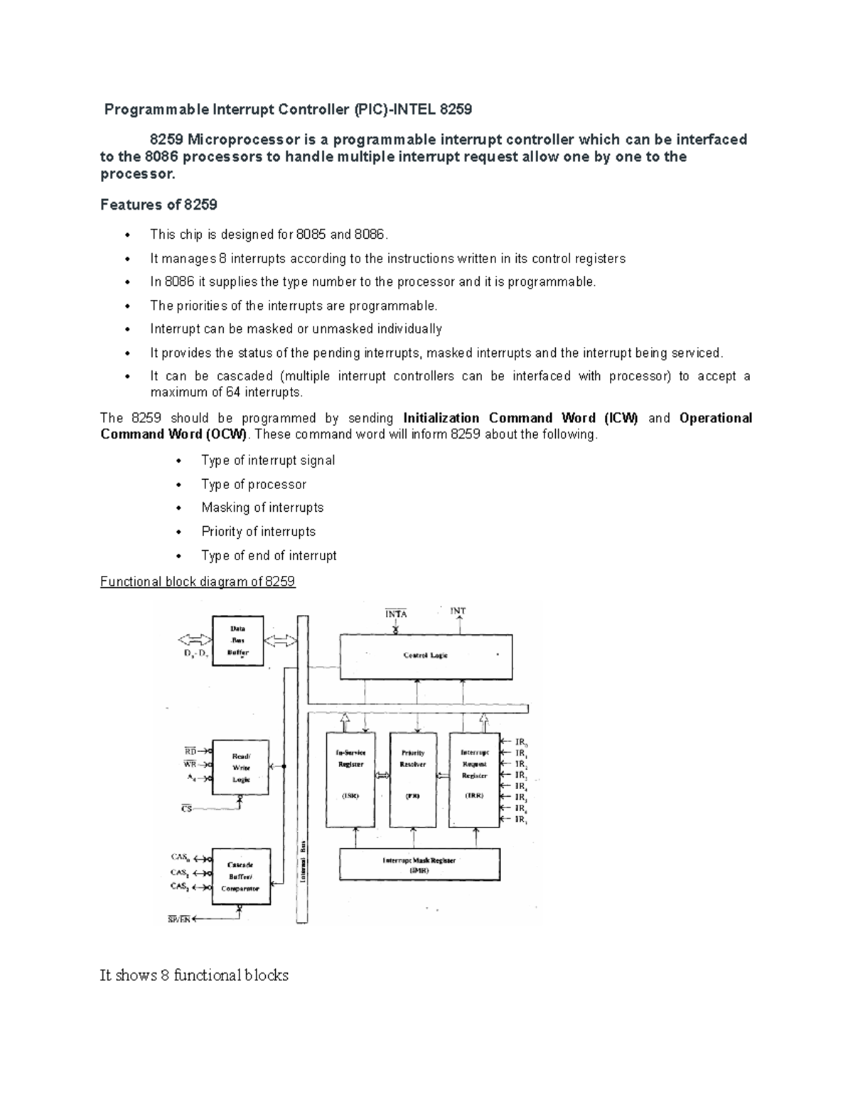 Microprocessor Programmable Interrupt Controller Programmable Interrupt Controller Pic Intel 3306