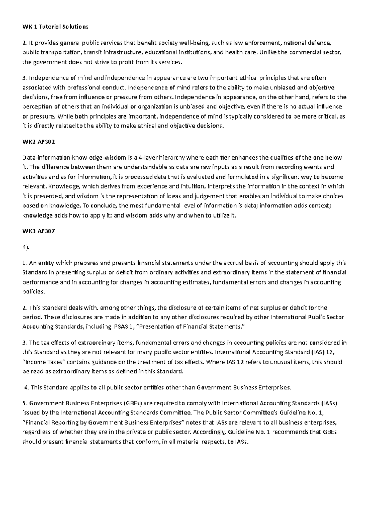 ALL WKS Tutorial Solutions AF307 - WK 1 Tutorial Solutions 2. It ...