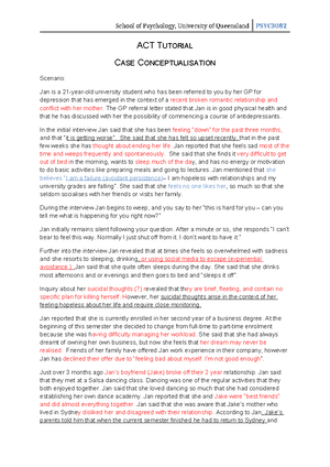 Cognitive therapy case study - CASE CONCEPTUALISATION IN COGNITIVE ...