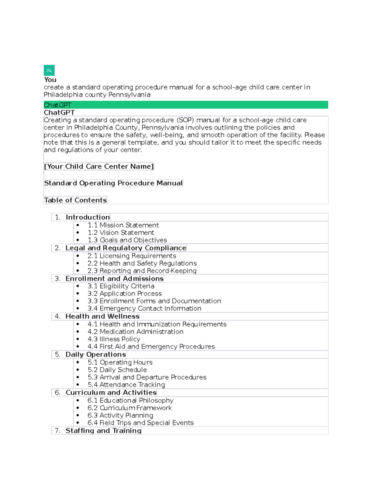 Prodigy Prep - This a SOP for a small operated child care business in ...