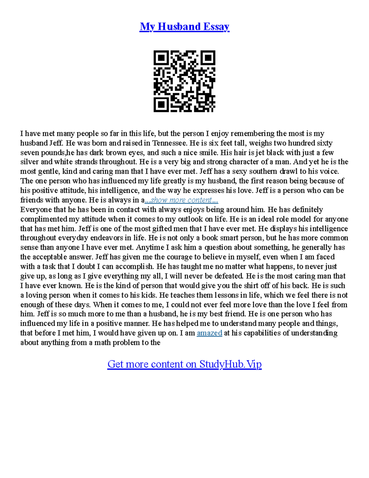 Who I Admire Essay - My Husband Essay I have met many people so far in ...