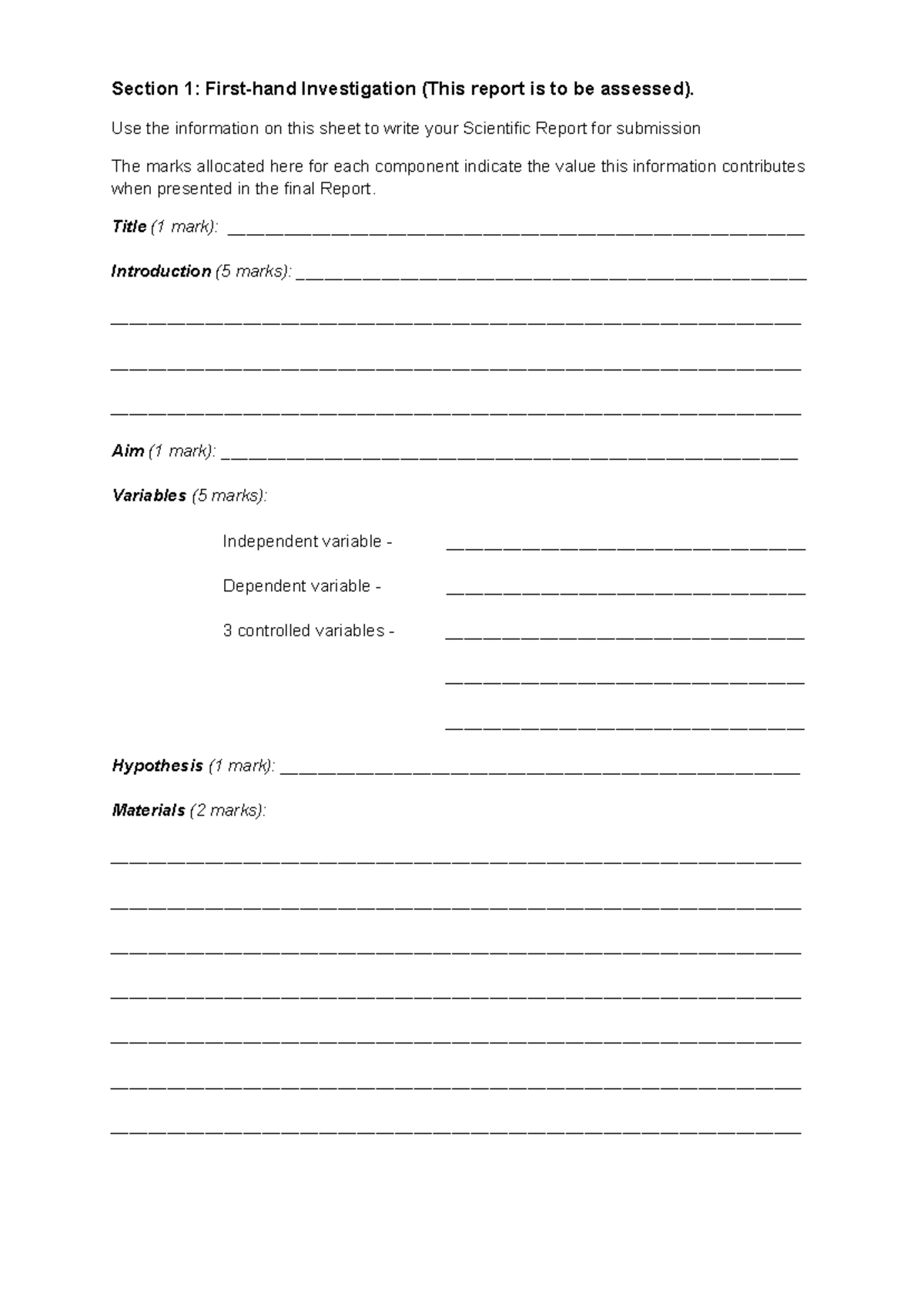 12 Bio Task 3 2024 practice layout - Section 1: First-hand ...