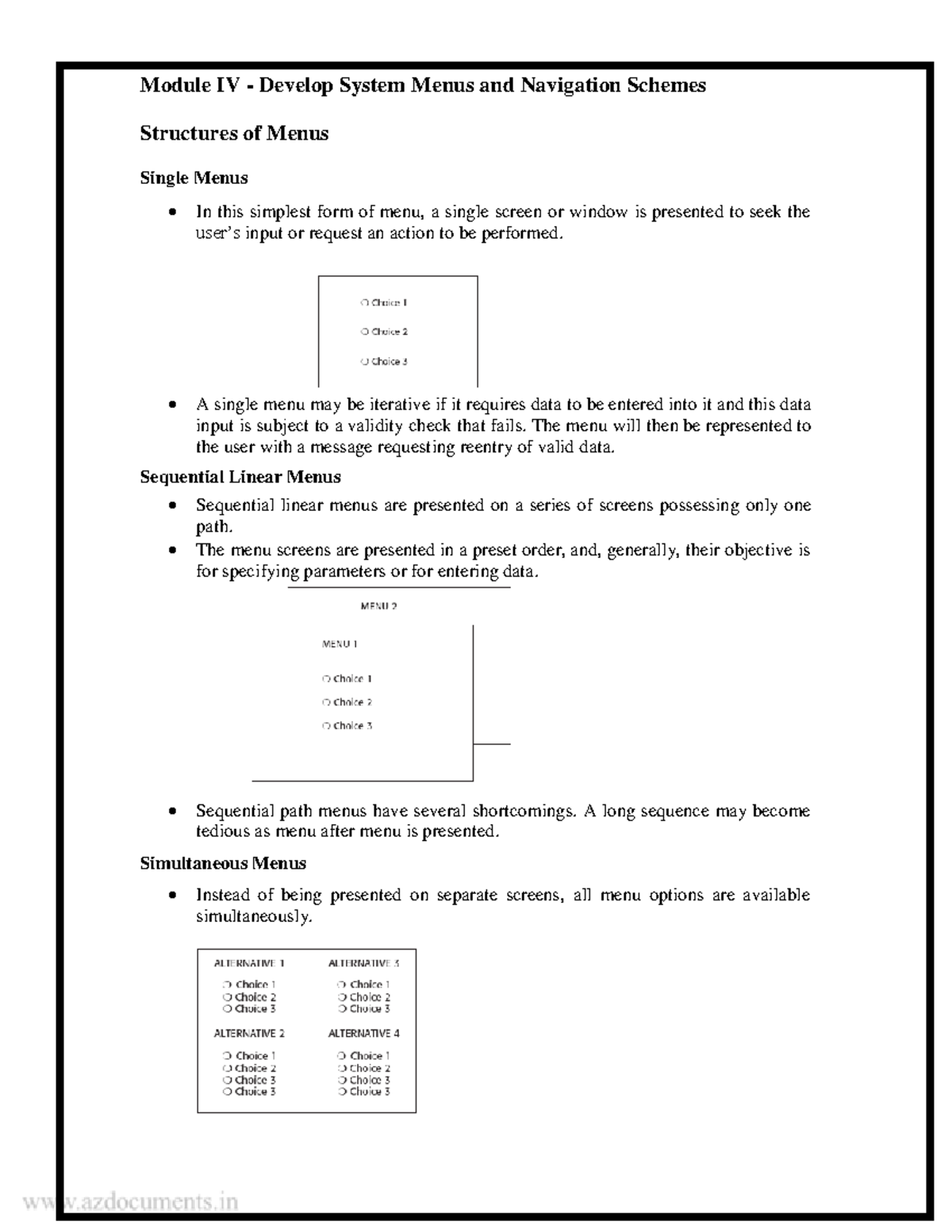 Module Iv Detailed Notes Module Iv Develop System Menus And Navigation Schemes Structures