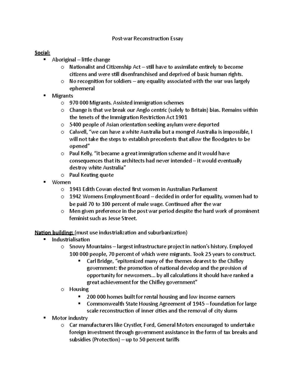 Post-war Reconstruction Essay - Post-war Reconstruction Essay Social ...