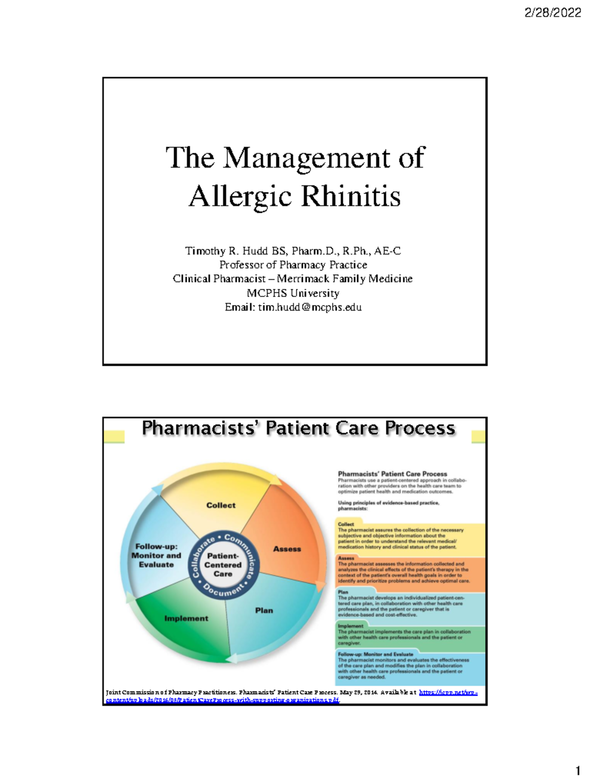 Managing Allergic Rhinitis 2022 Handout Version 2 slides per page - The ...