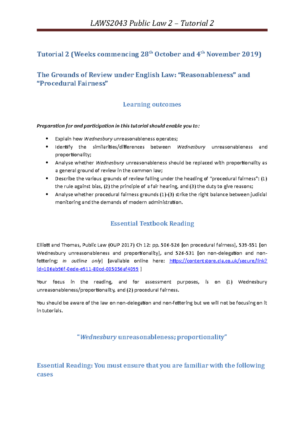 LAWS2043 Public Law 2 Tutorial 2: Grounds of Review and Proportionality ...