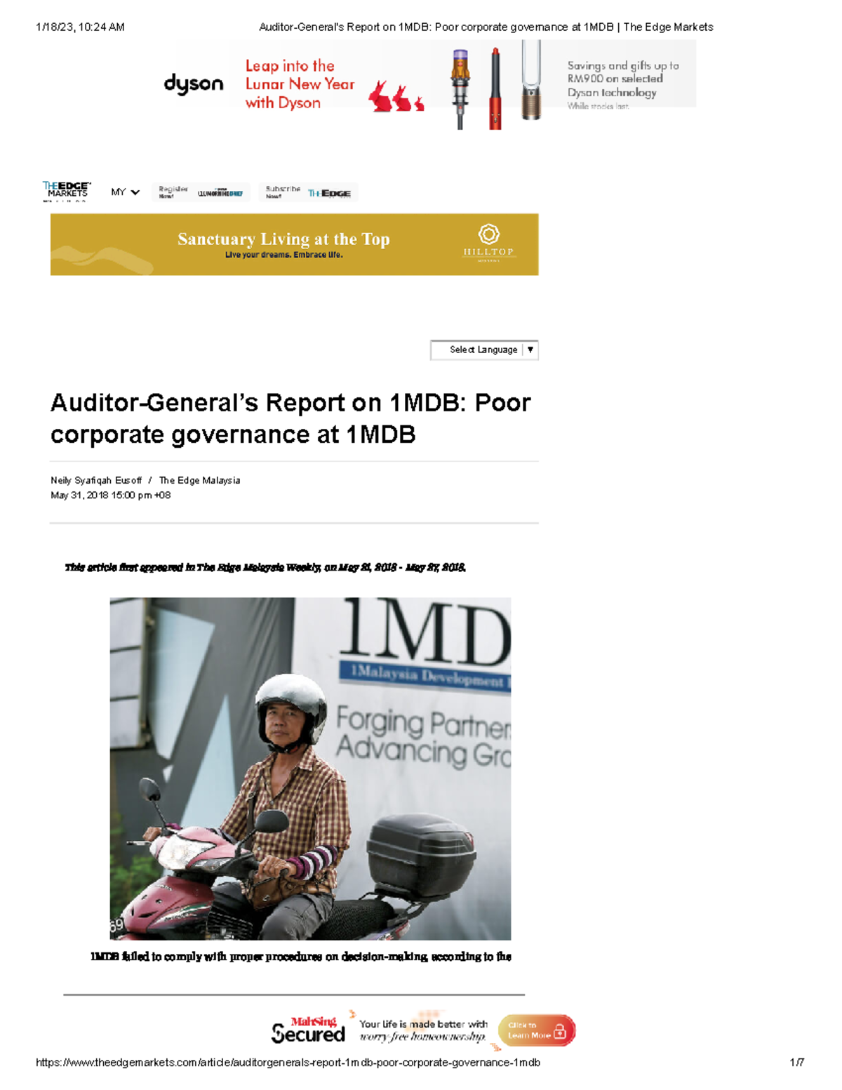 Auditor-General’s Report on 1MDB Poor corporate governance at 1MDB The ...