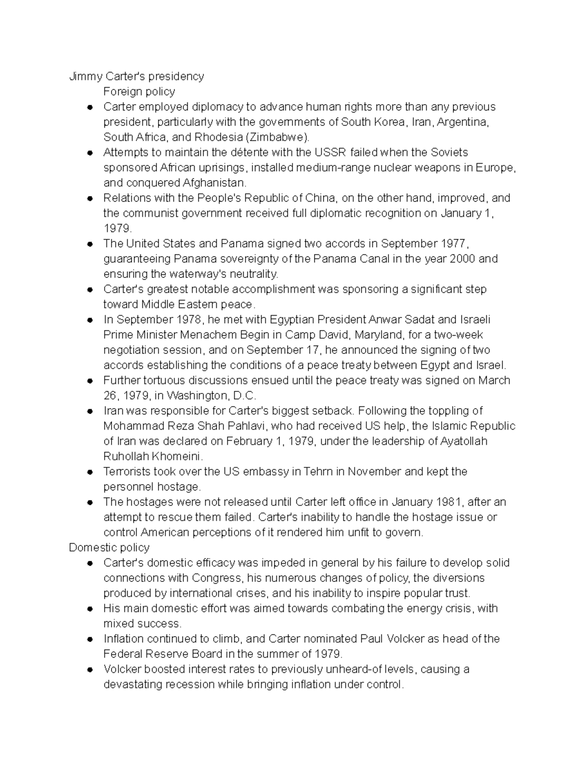 Jimmy Carters and Ronald Reagans presidency - Jimmy Carter's presidency ...