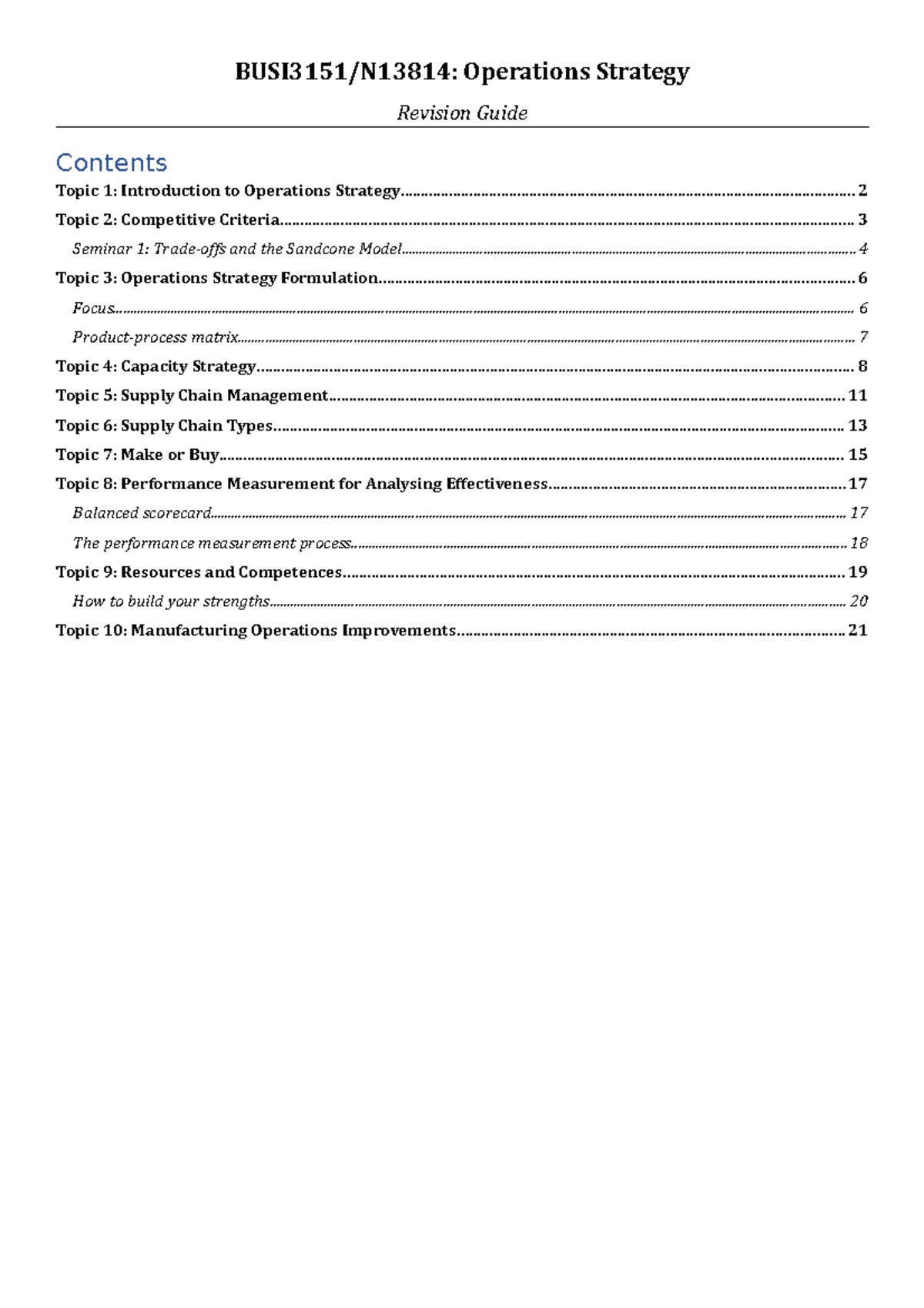 Operations strategy - Revision Guide - BUSI3151/N13814: Operations ...