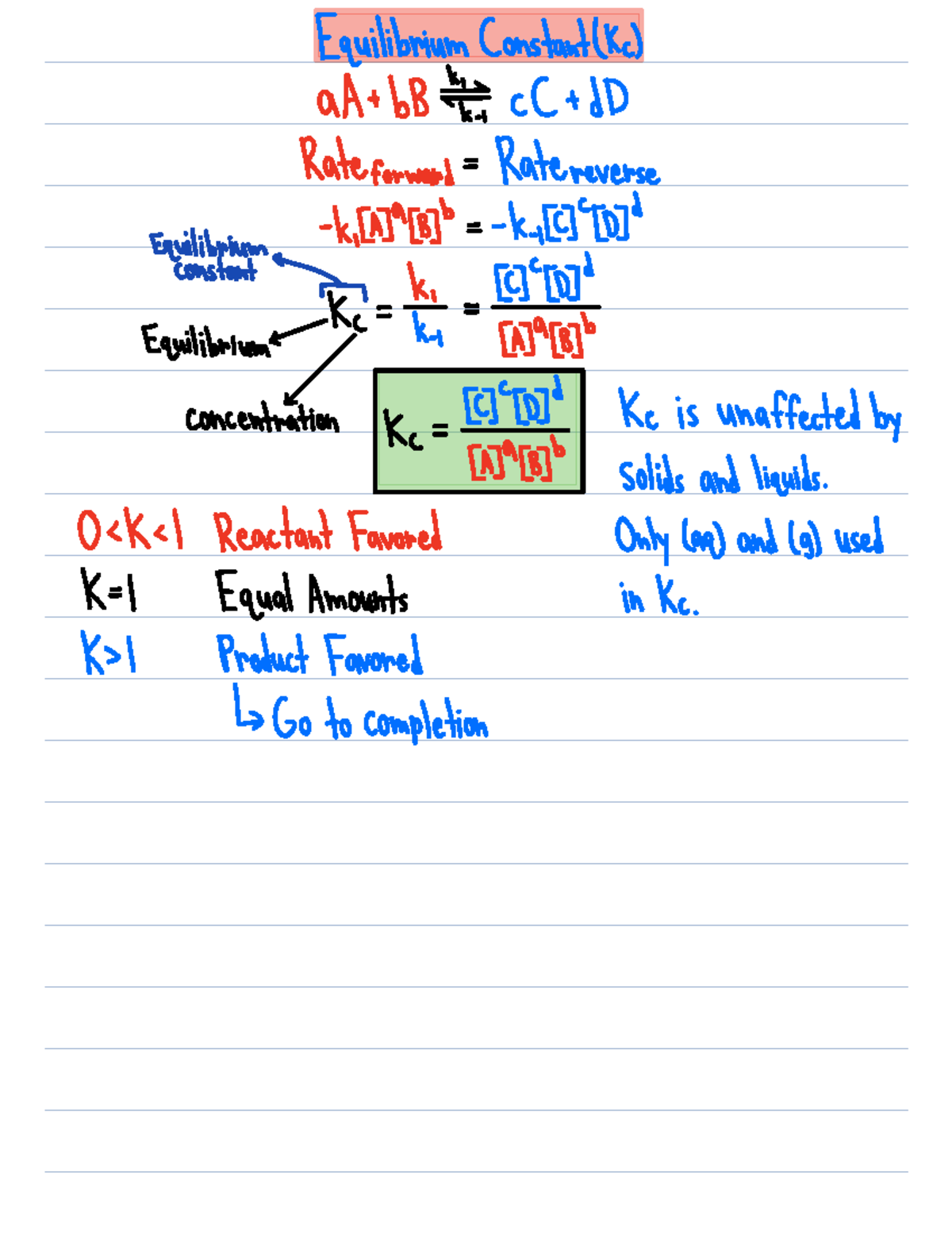Equilibrium Constant(Kc) - EquilibriumConstantKc aAtbBÉcCtdD ...