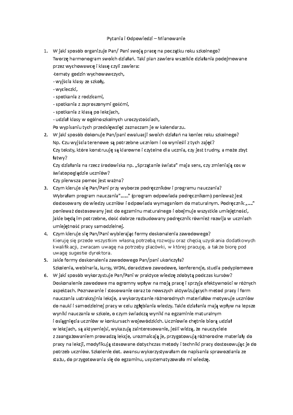 Pytania i Odpowiedzi mianowanie (69) - Pytania i Odpowiedzi ...