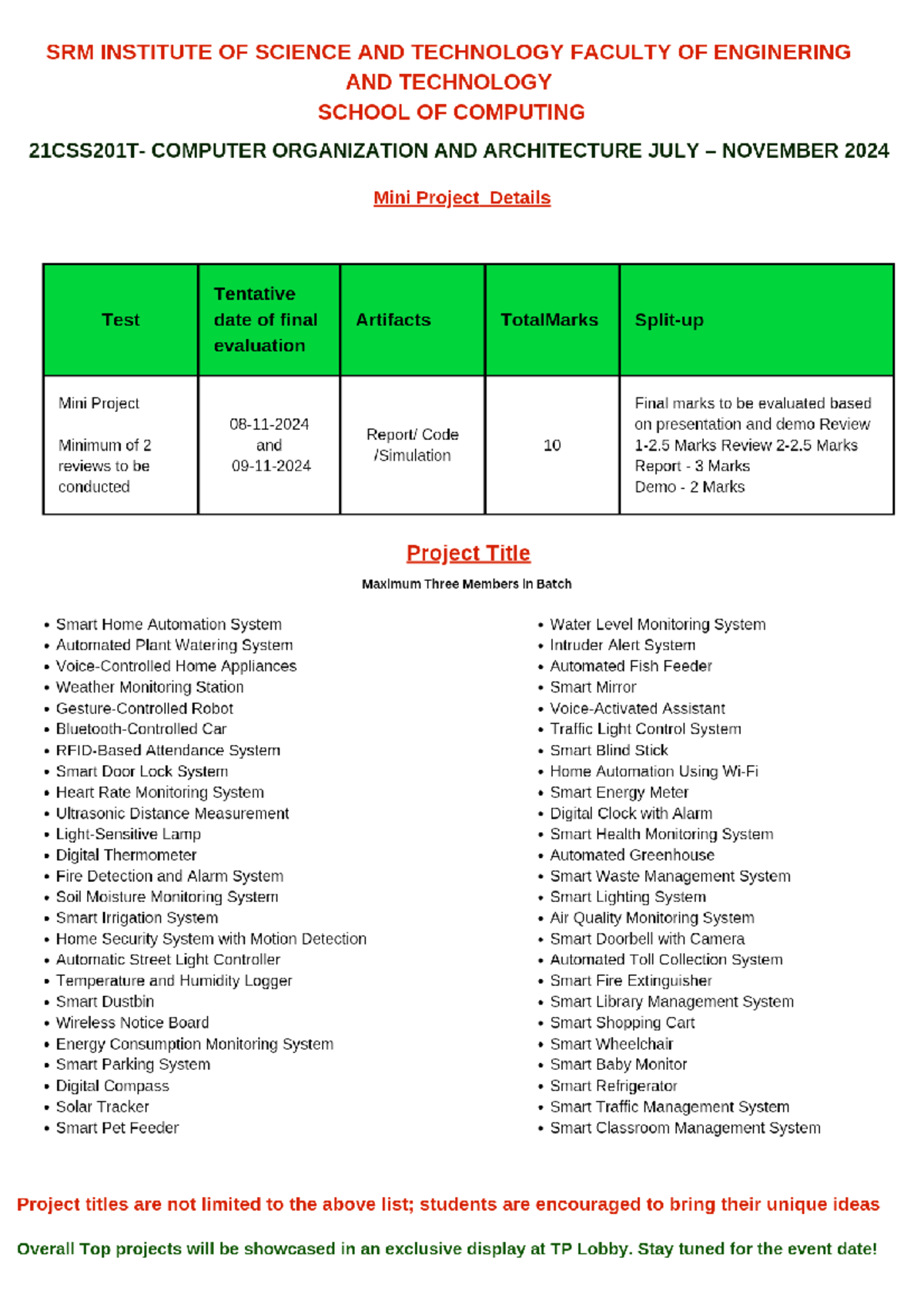 COA Mini Project - SRM INSTITUTE OF SCIENCE AND TECHNOLOGY FACULTY OF ...