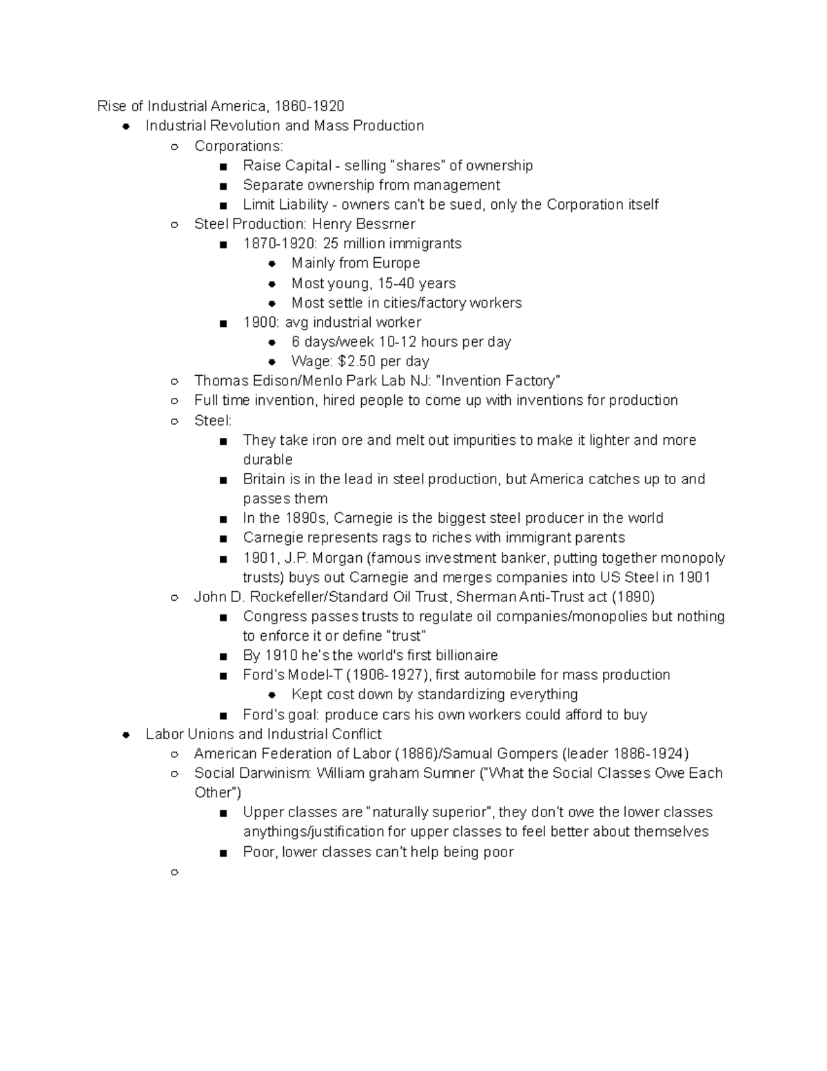 Chapter 3 Industrial Revolution Immigration Urbanization - Rise of ...