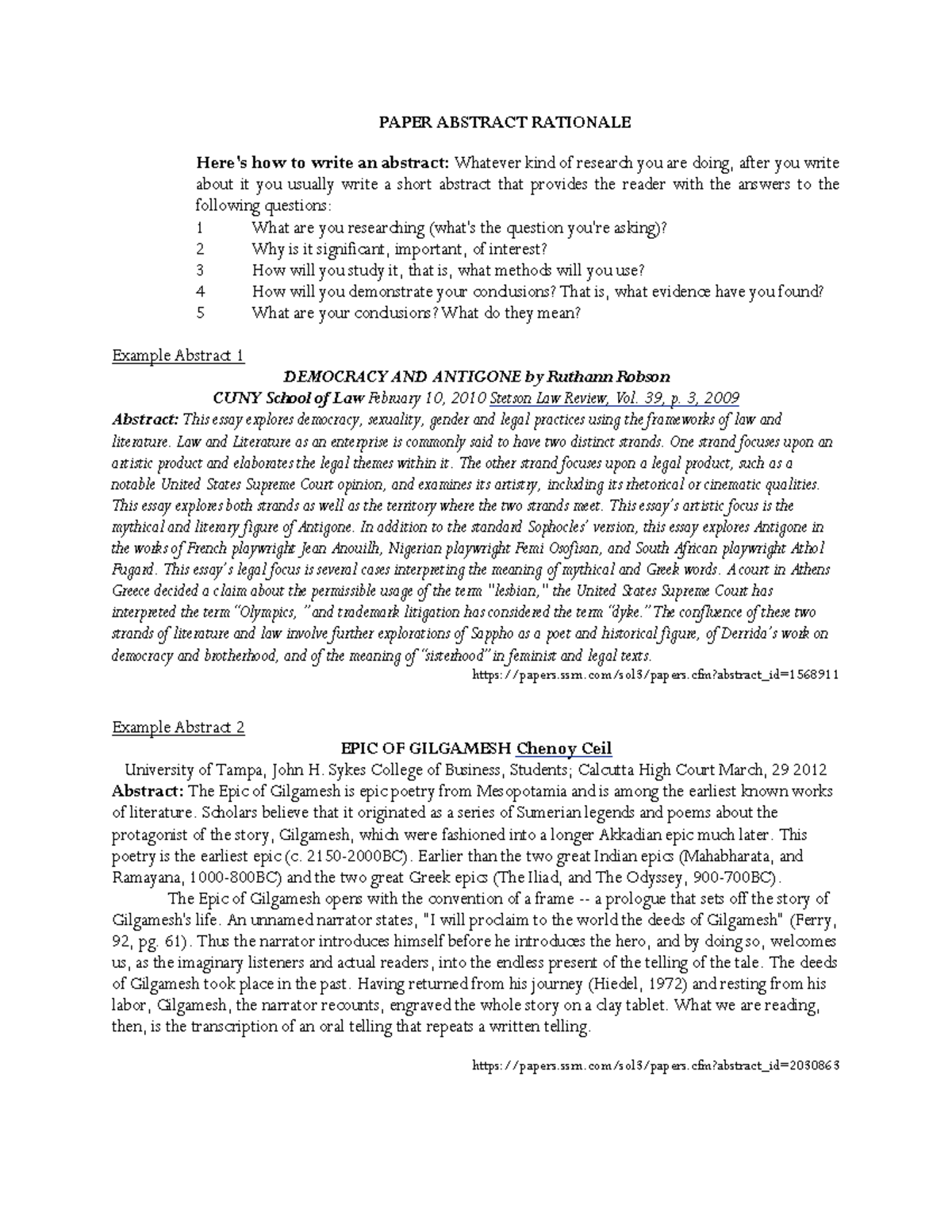 Sample Abstracts - er - PAPER ABSTRACT RATIONALE Here's how to write an ...