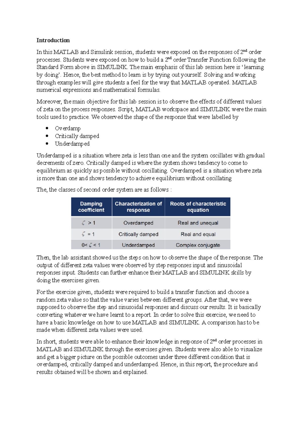 PIC - Lab 2 - lab report-intro - Introduction In this MATLAB and ...