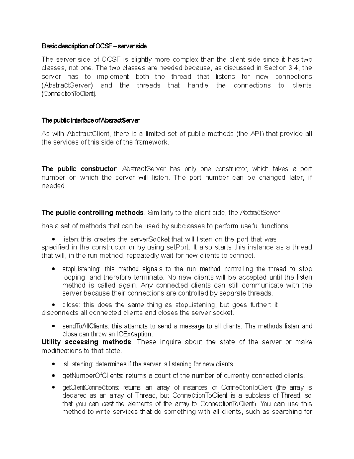 Basic Description of OCSF – Server Side - Basic description of OCSF ...