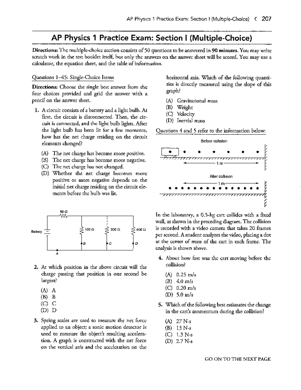 Ap review 1 - 2020 - AP Physics 1 Practice Exam: Section ( 207 AP ...