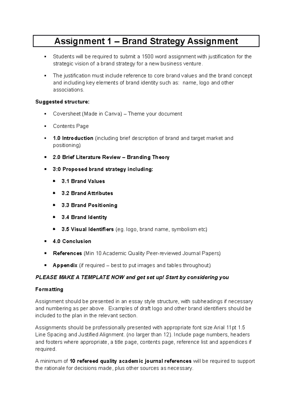 A1-Brand Strategy - Assignment 1 – Brand Strategy Assignment Students ...