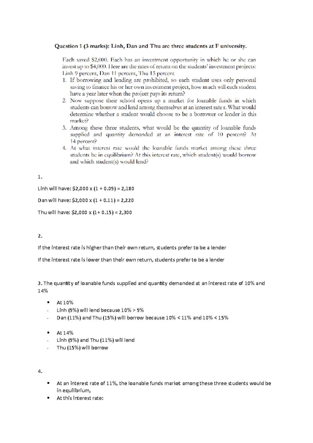 Tran Thi Thanh Thao-SS171224 - 1. Linh will have: $2,000 x (1 + 0) = 2 ...