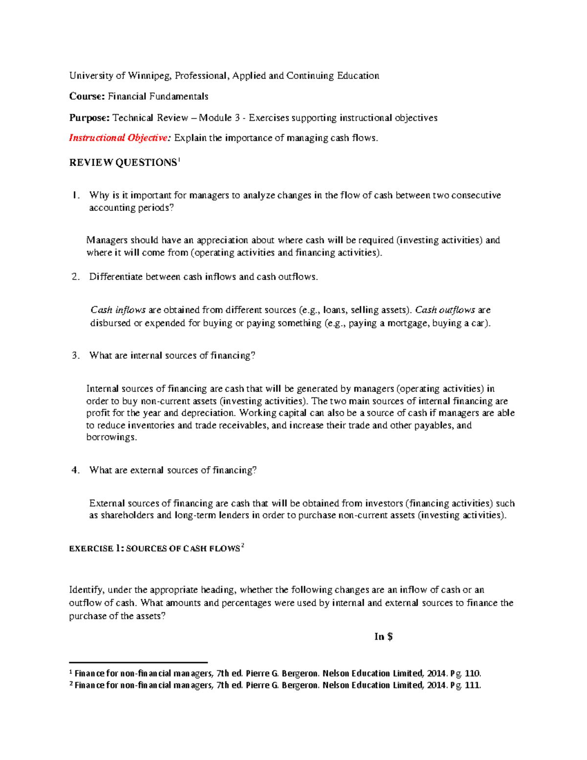 Module 3 - Exercises supporting instructional objectives - University ...