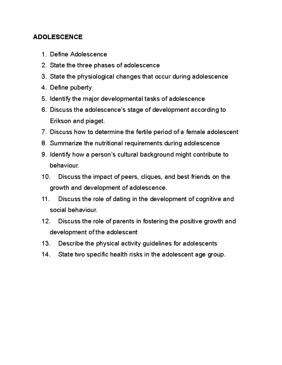 Growth and development. The young adult(adolescence) - ADOLESCENCE ...