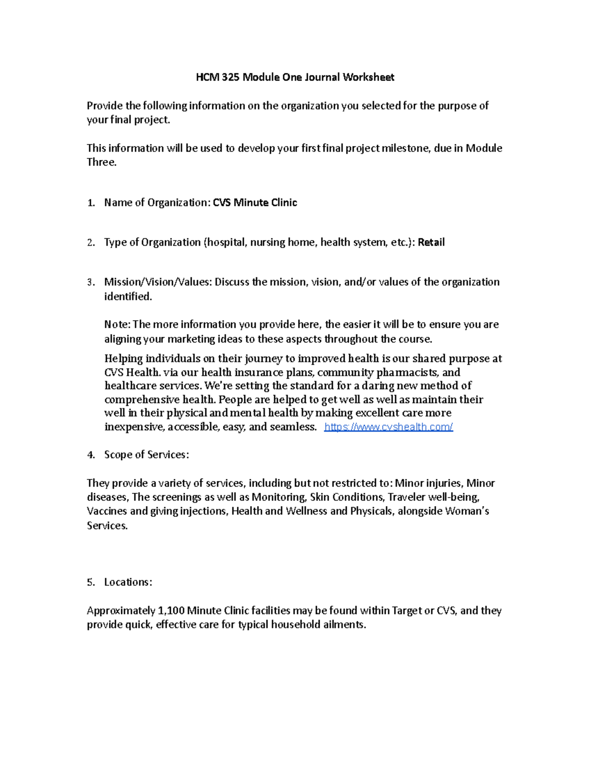 HCM 325 Module One Journal Worksheet - HCM 325 Module One Journal ...