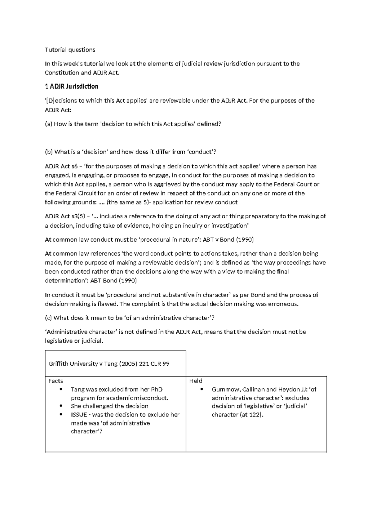 Week 6 - Tutorial 5 questions - Tutorial questions In this week's ...