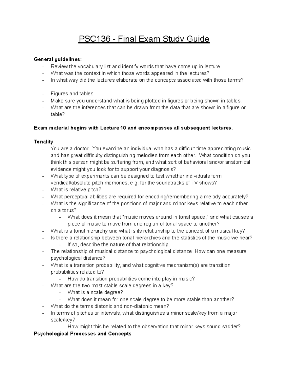 PSC 136 Final Exam Study Guide - PSC136 - Final Exam Study Guide ...